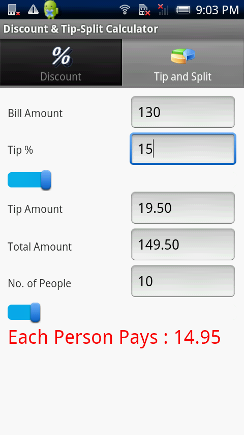 Discount & Tip Split Calculator